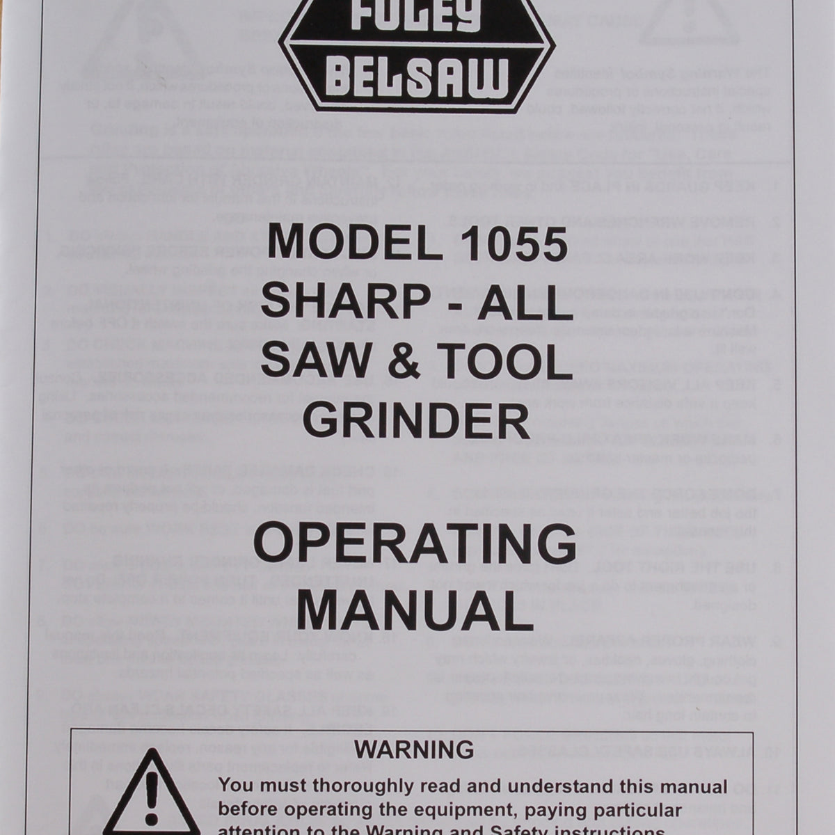 Foley Belsaw Model 1055 Sharp-All Operating Manual — Sharpening Supplies