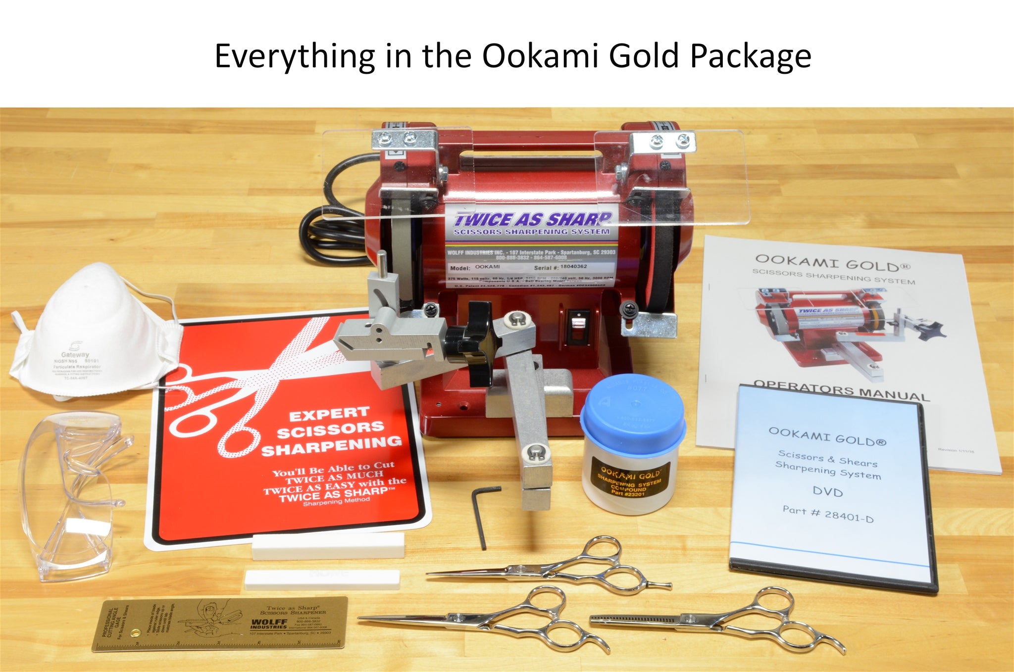 Twice As Sharp Scissor Sharpener Ookami Gold Package — Sharpening Supplies